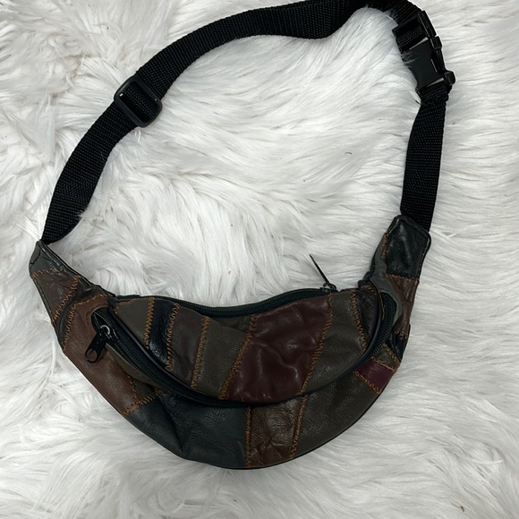 Bags | Vintage Brown Color Block Fanny Pack Belt Bag | Poshmark